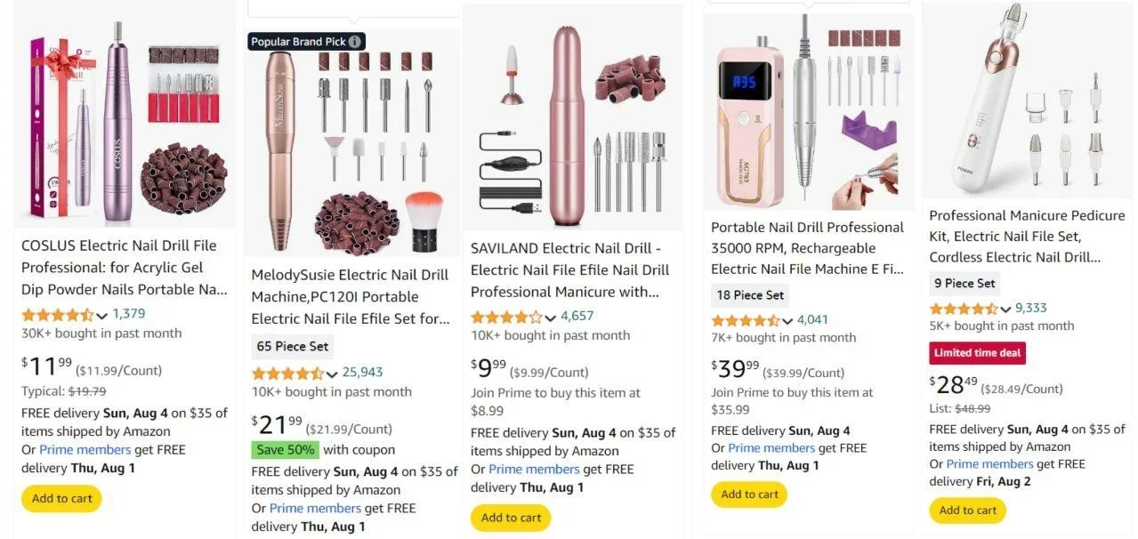 Review analysis of Amazon’s hottest selling nail drills in the US
