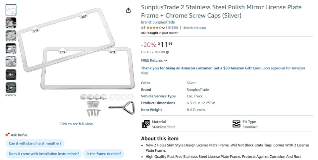 Review Analysis of Amazon’s Hottest Selling Car License Frames in the US
