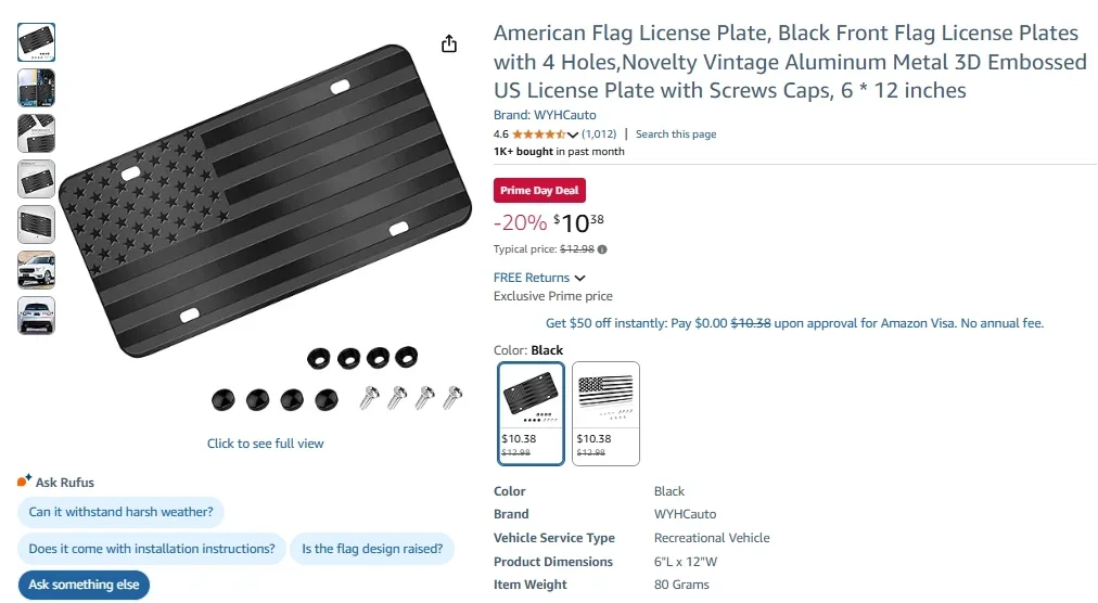 Review Analysis of Amazon’s Hottest Selling Car License Plates in the US